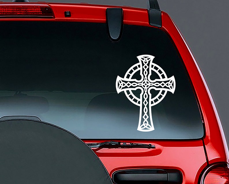 Celtic Cross Vinyl CAR DECAL Christian Irish Catholic Sun Cross Sticker ...