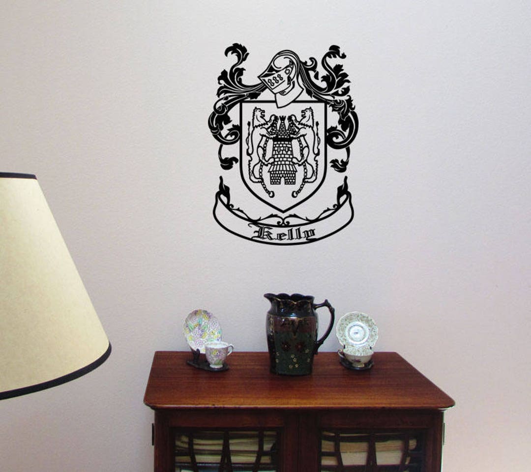 Custom Family Crest Vinyl DECAL, Personalized Wall Art, Coat of Arms ...
