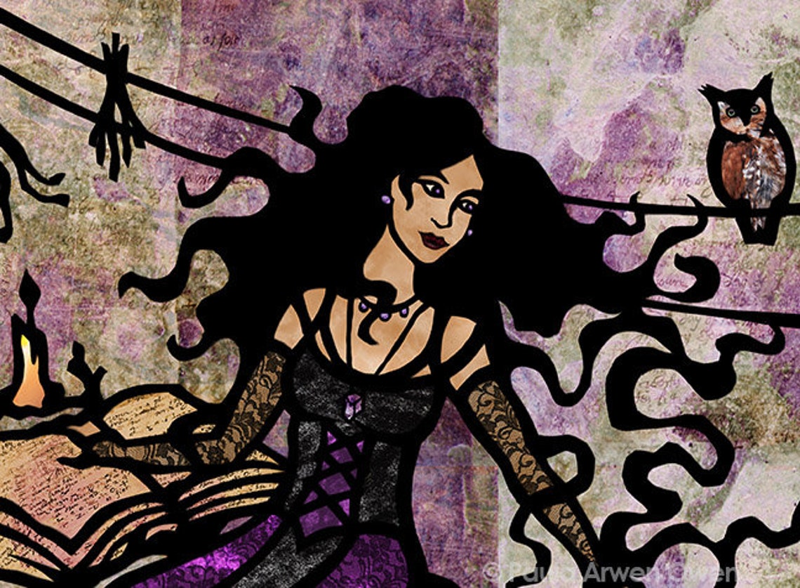 Book of Spells Witch ART PRINT Wiccan Decor Magic Fantasy - Etsy