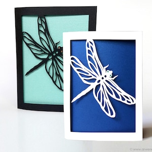 Dragonfly Card, Woodland Nature Gift, Dragonfly Art Papercutting ...