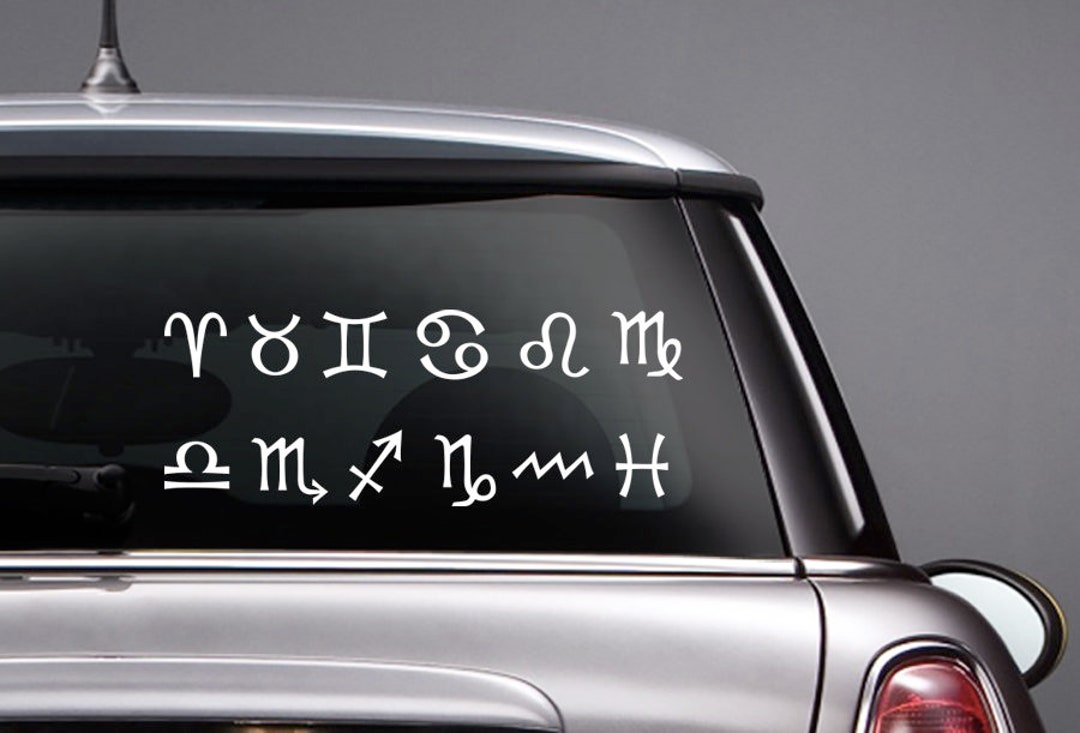 Zodiac Sign CAR DECAL, Astrology Symbols, Personalized Horoscope ...