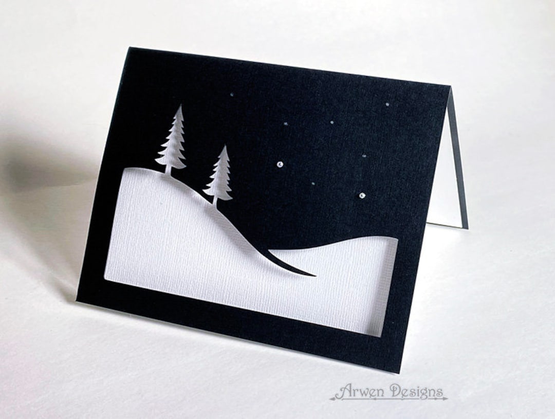 Winter Scene Holiday Card, Modern Christmas Greetings, Solstice Card ...