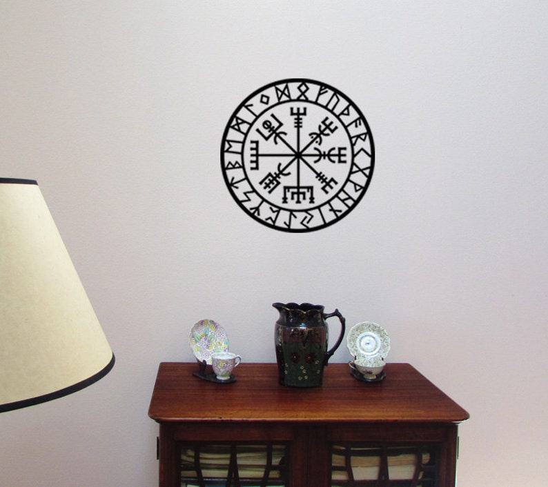 Vegvisir Rune Circle Viking Symbol Vinyl WALL ART Decal Pagan Norse ...