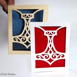 Thor's Hammer Greeting Card, Mjolnir Note Card, Asatru Holiday, Norse ...