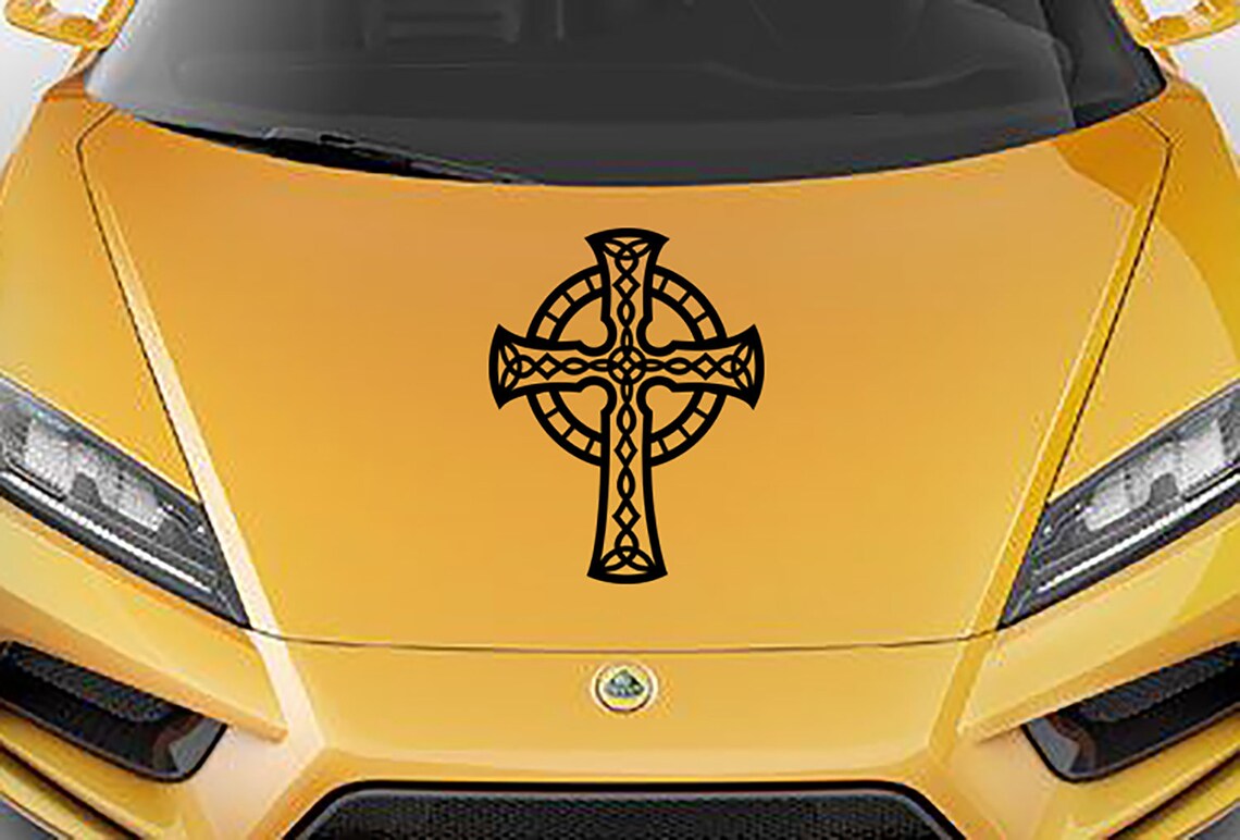 Celtic Cross Vinyl CAR DECAL Christian Irish Catholic Sun Cross Sticker ...