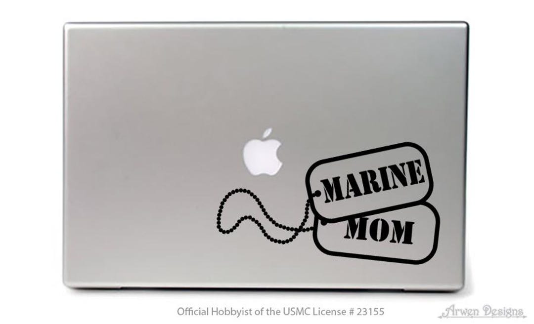 Marine Mom Dog Tag Vinyl Car Decal, US Marine Corps Sticker, Official ...