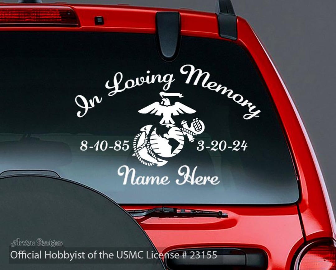 Marines Memorial Decal, in Loving Memory Sticker, Personalized RIP ...