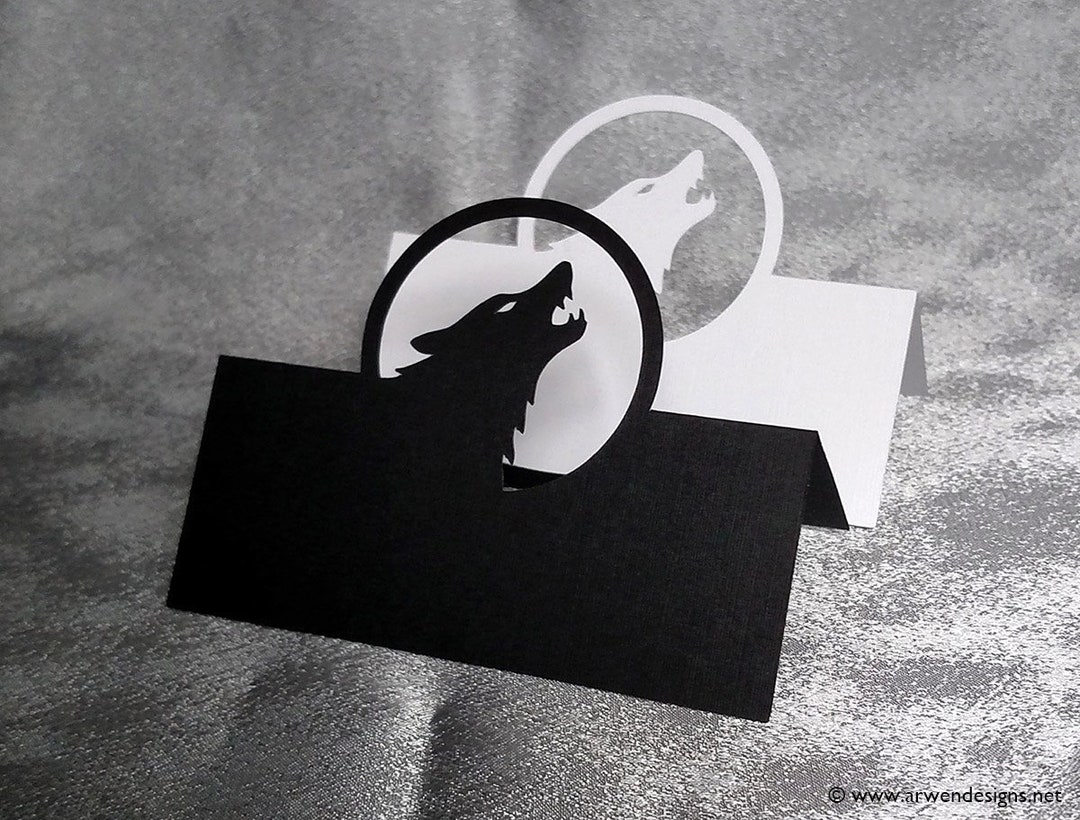 Wolf Place Card, Fantasy Wedding, Wolf Decor, Forest Theme Table Number ...