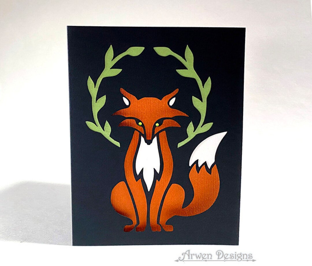 Fox Greeting Card, Woodland Animal Holiday Card, Folk Art Fox With ...