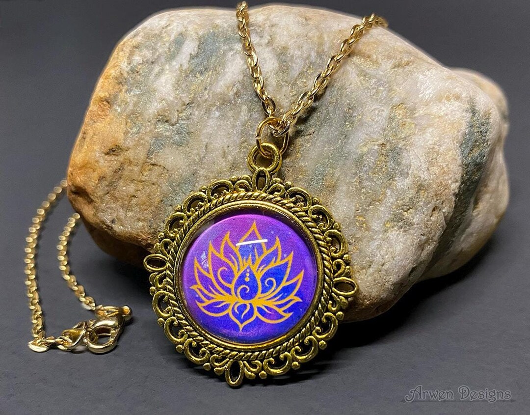 Lotus Flower Necklace, Buddhist Pendant, Chakra Jewelry, Metaphysical ...