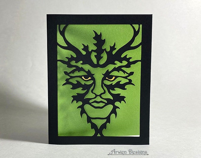 Green Man Card Oak King Solstice Card Pagan Holiday Beltane - Etsy