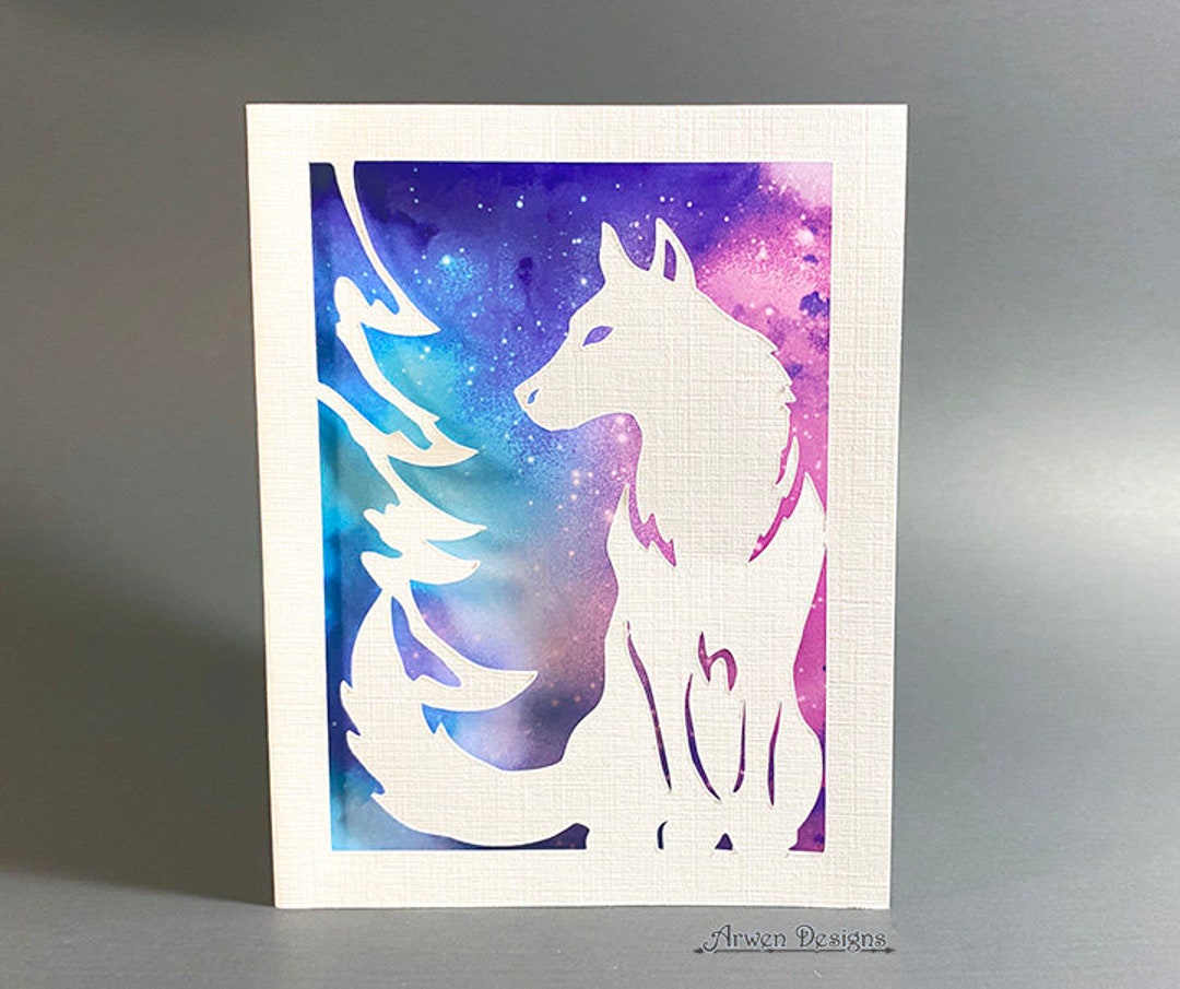 White Wolf Holiday Card, Christmas Greeting Card, Solstice Card, Winter ...
