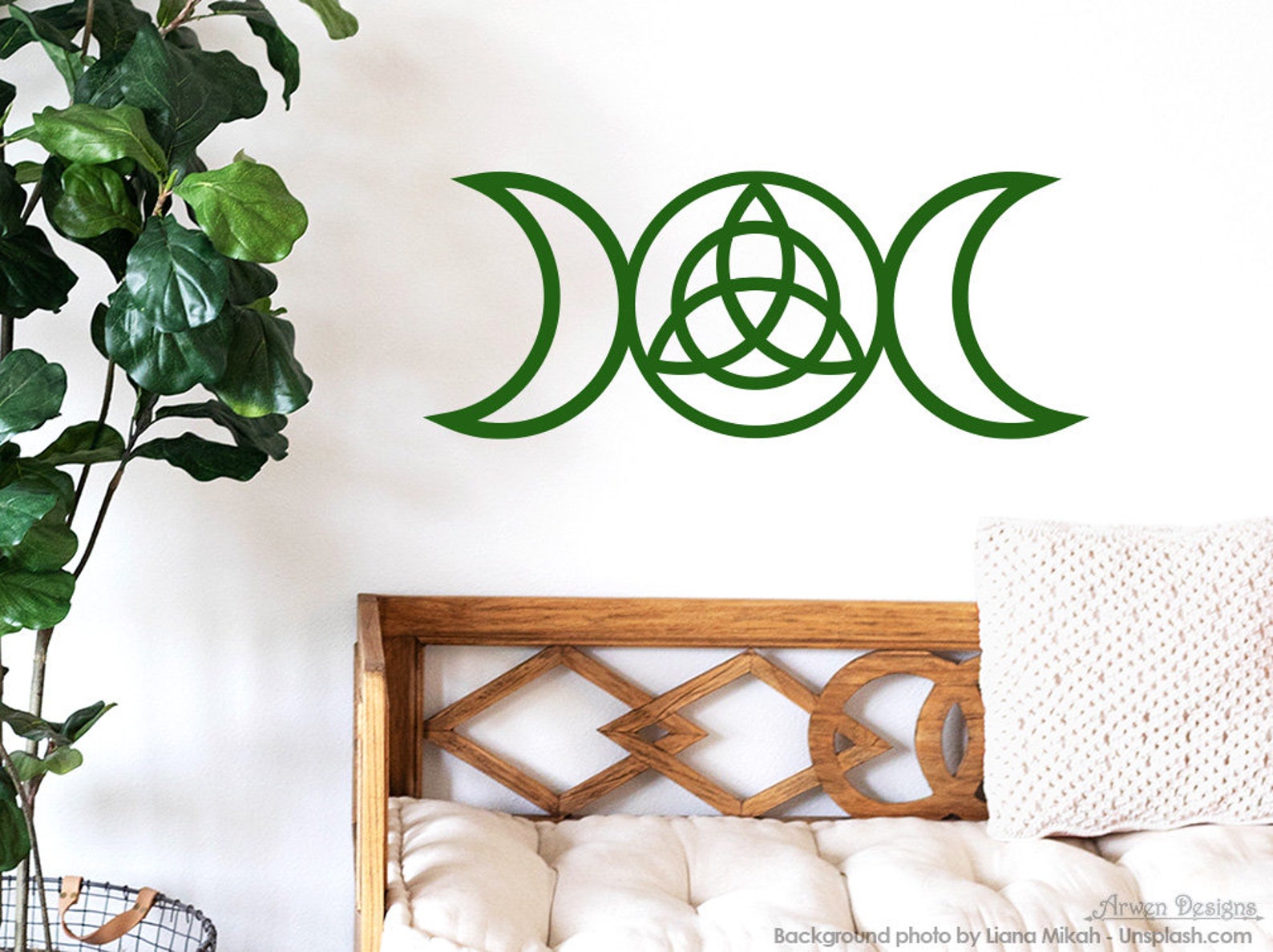 Triple Goddess Triquetra Vinyl CAR DECAL Triple Moon Sticker - Etsy