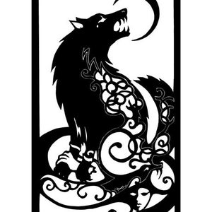 Fenris Wolf ART PRINT Norse Mythology, Viking Art, Fenrir Cut Paper ...