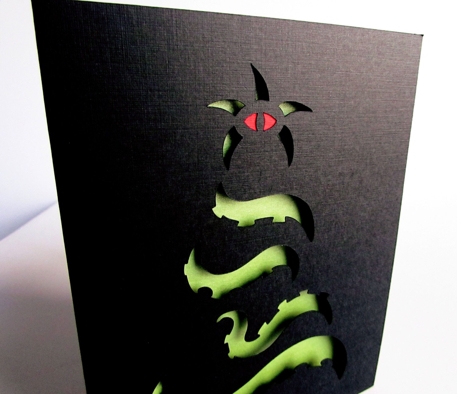 Cthulhu Christmas Tree, Holiday Greeting Card, Green and Black, Horror ...