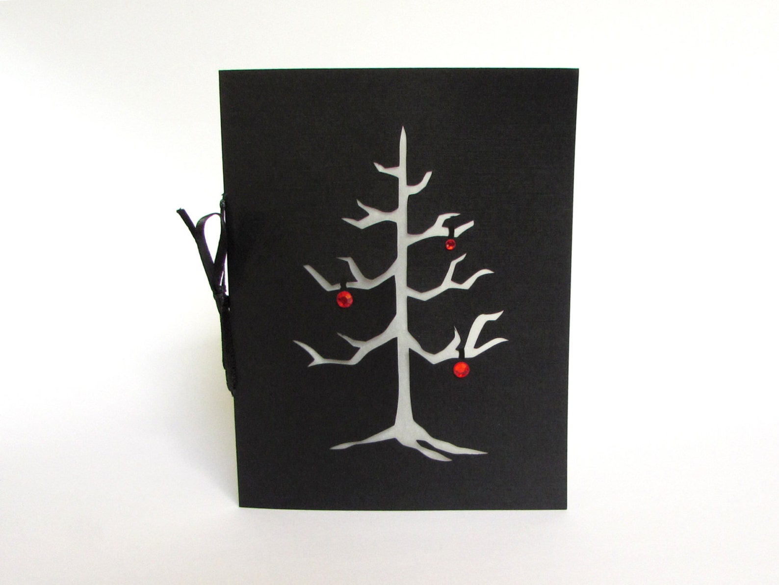 Gothic Christmas Tree Black Silhouette Greeting Card Cut Paper - Etsy