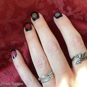 Mini Pentagram Set of 10 Vinyl DECALS, Nail Art, Phone, Keyboard, Pagan ...