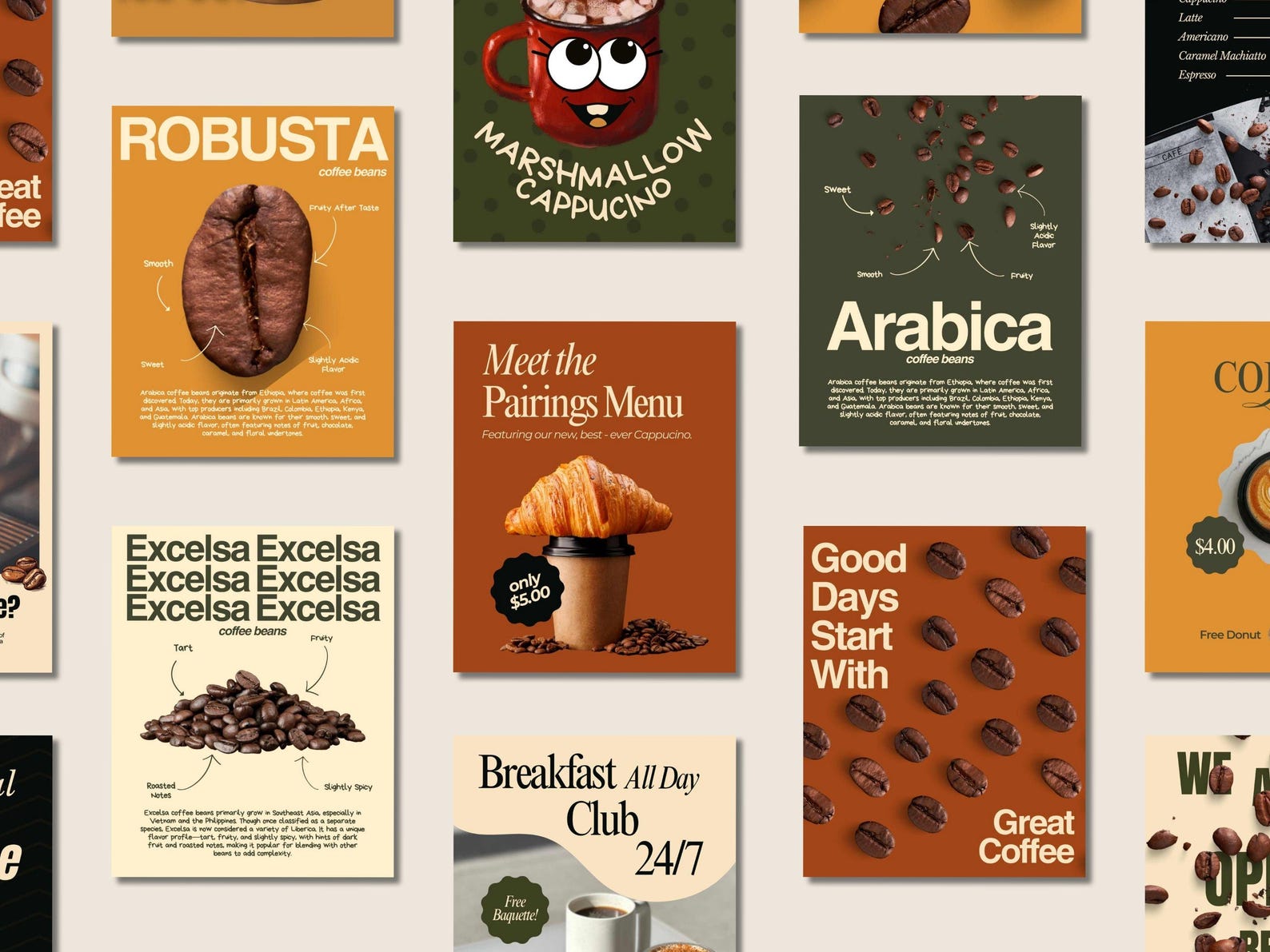 Coffee Shop Instagram Templates: Cafe Bakery, Pastry and Cafe Branding ...