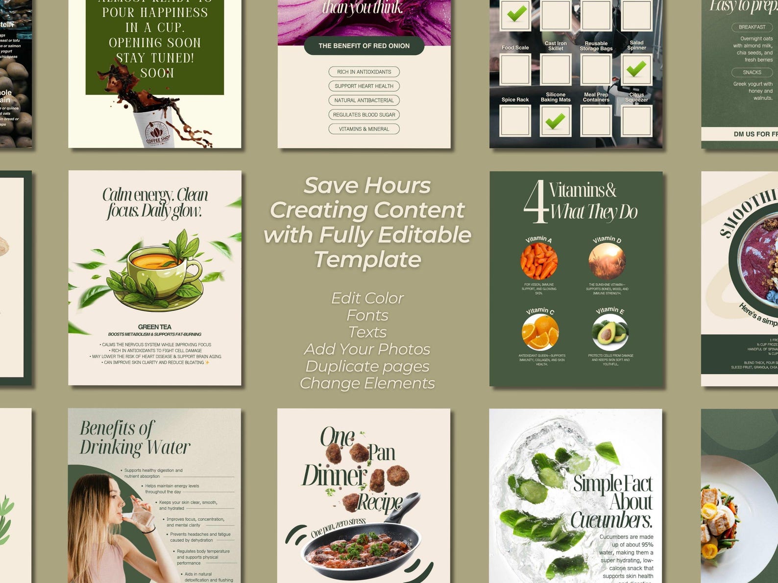 Nutrition Coach Instagram Templates: Healthy Eating Canva Posts ...