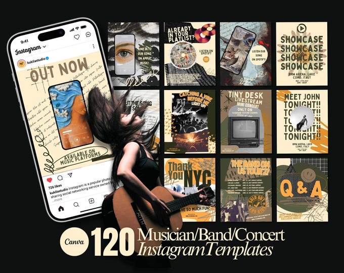 Musician Instagram Post Templates: Editable Canva Design (40 Posts) - Etsy
