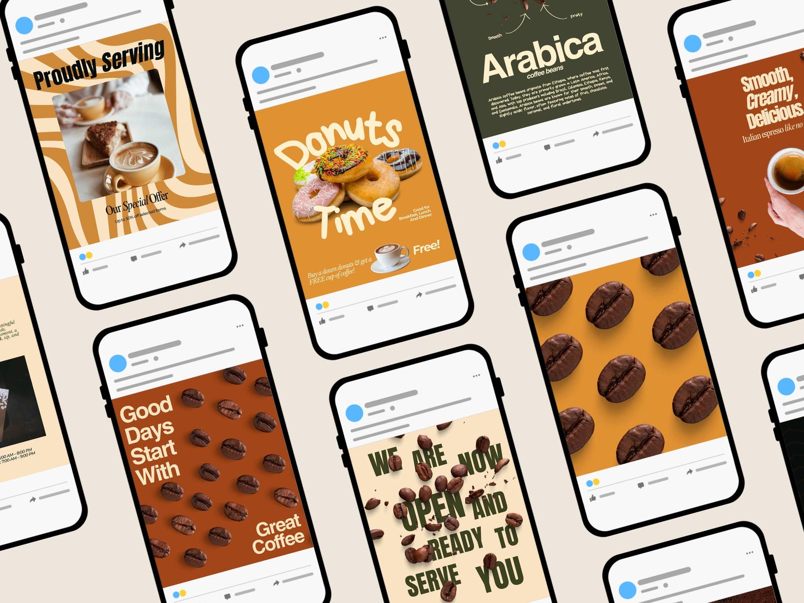 Coffee Shop Instagram Templates: Cafe Bakery, Pastry and Cafe Branding ...