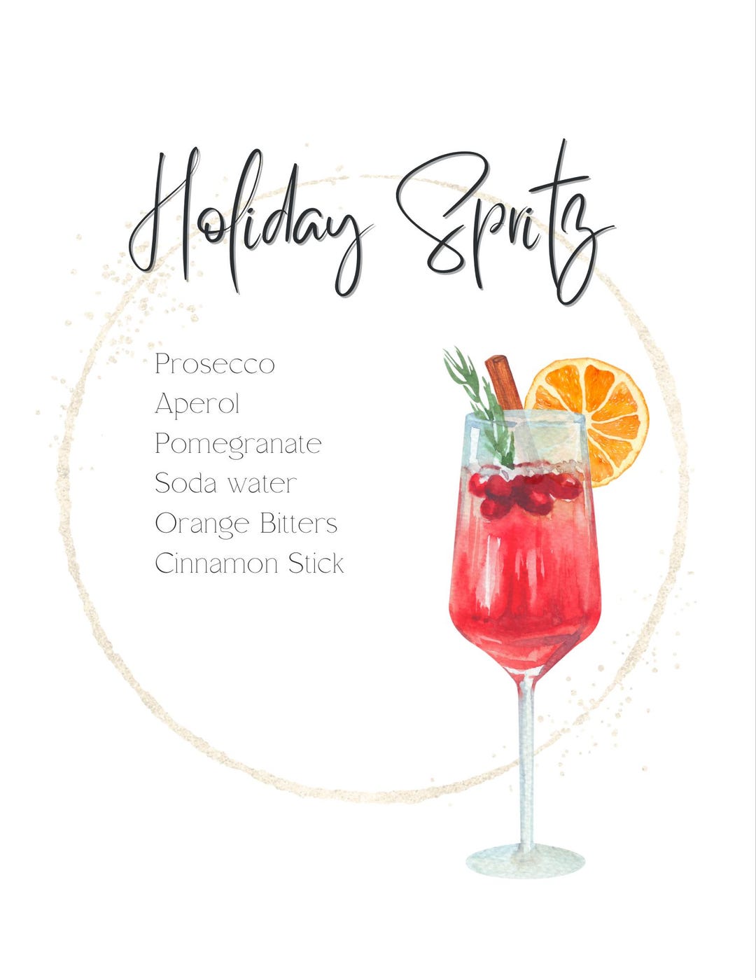 Holiday Spritz Sign. Modern and Minimalist Design. Drink and Recipe ...
