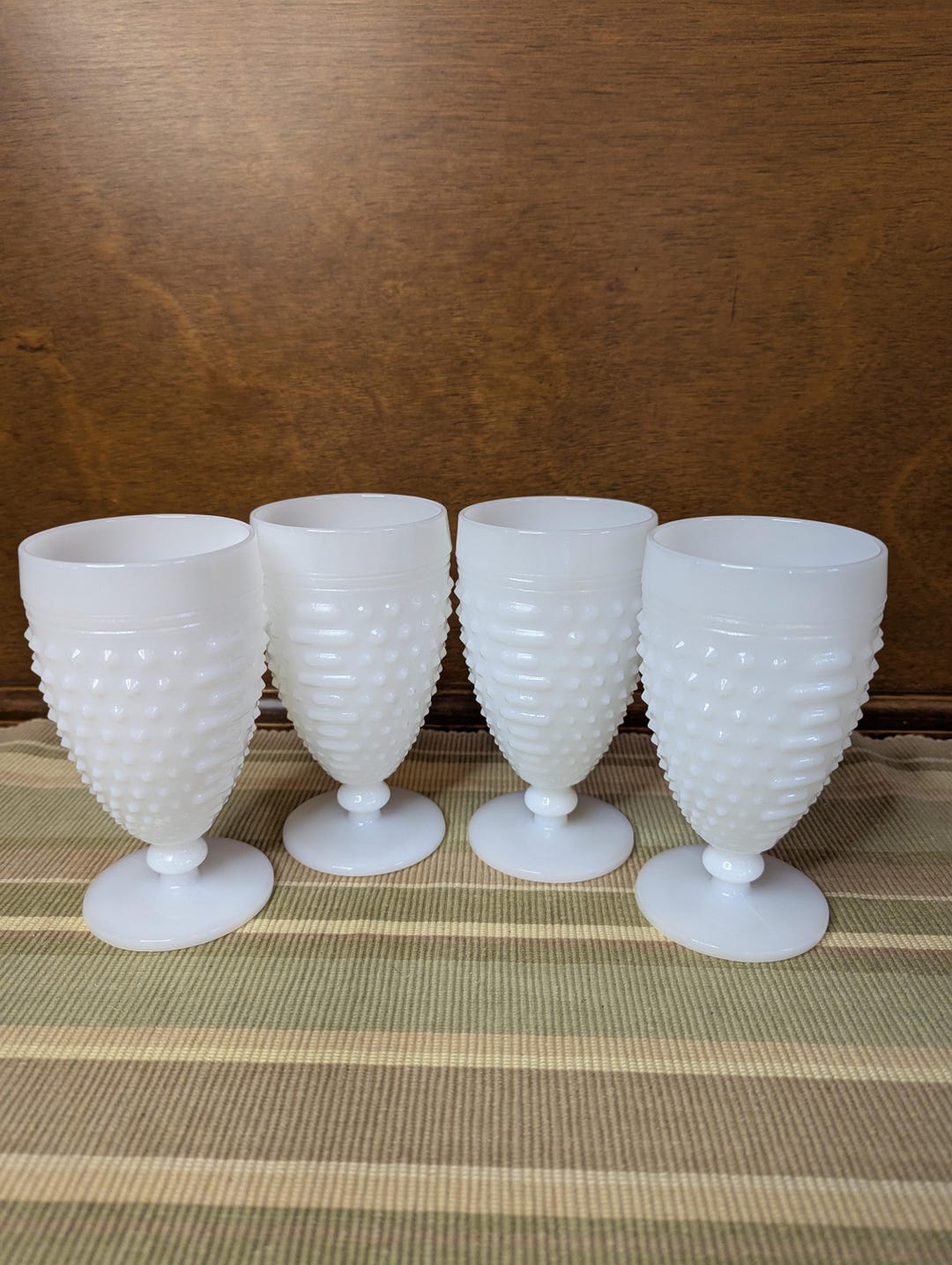 Buy Vintage Milk Glass Hobnail Goblets | Set of 4 | Anchor Hocking ...