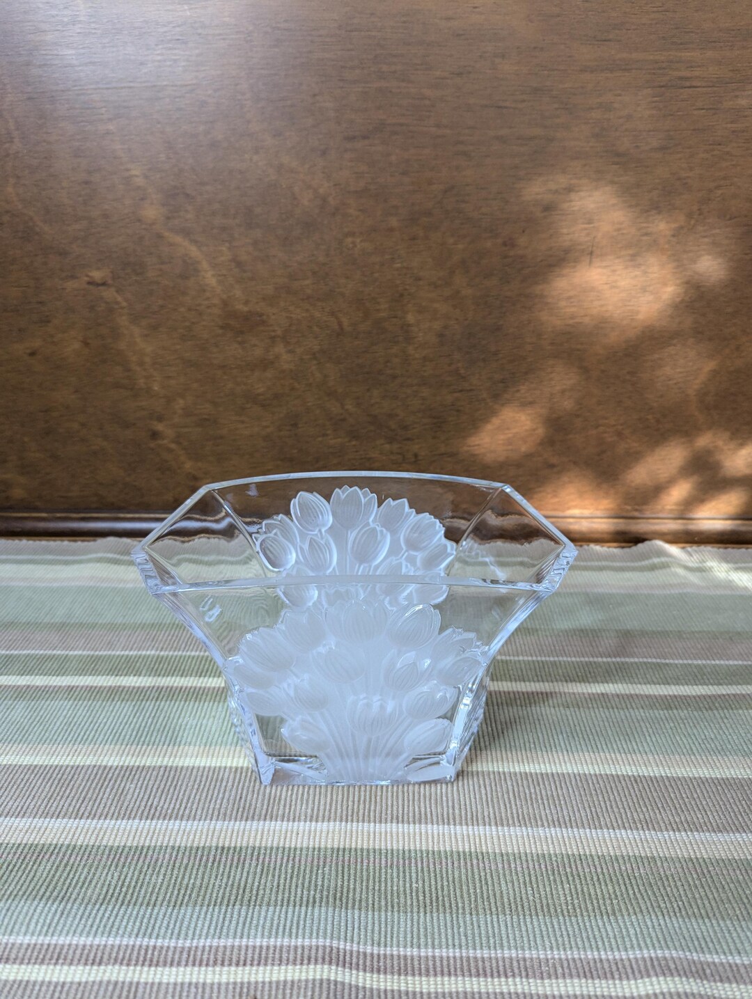 Vintage Barolac Crystal Bowl: Frosted Tulips, Art Deco Czech Glass - Etsy