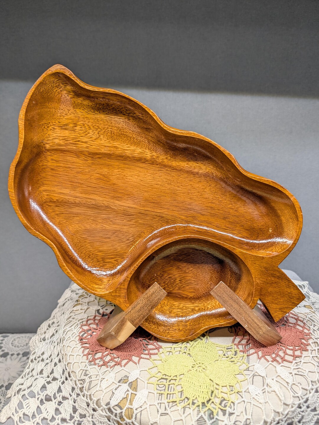 Vintage Leilani Monkey Pod Wood Serving Dish | Hand-carved Tropical ...