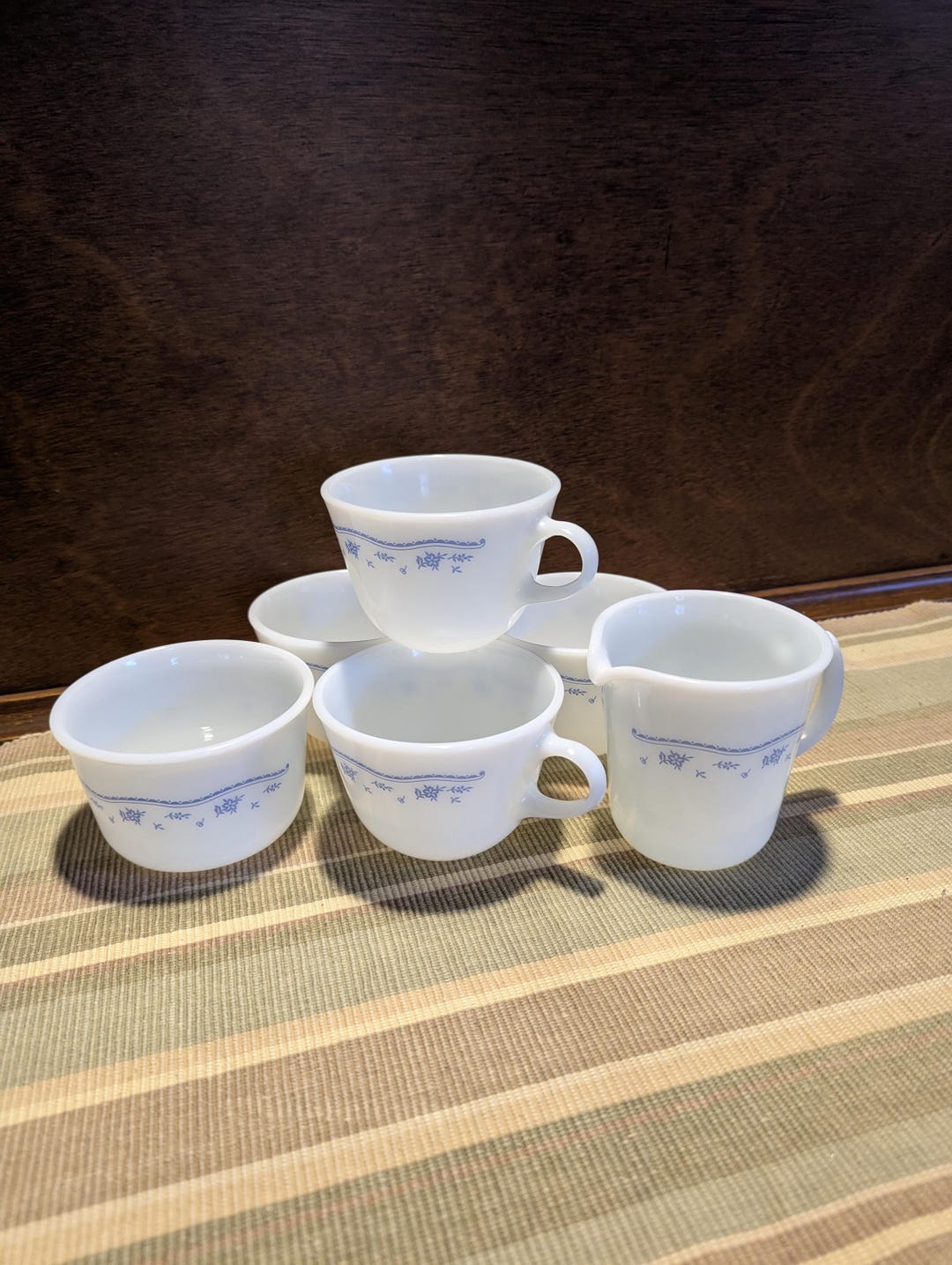 Vintage Corning Ware "morning Blue" Cream & Sugar Set | 4 Teacups ...