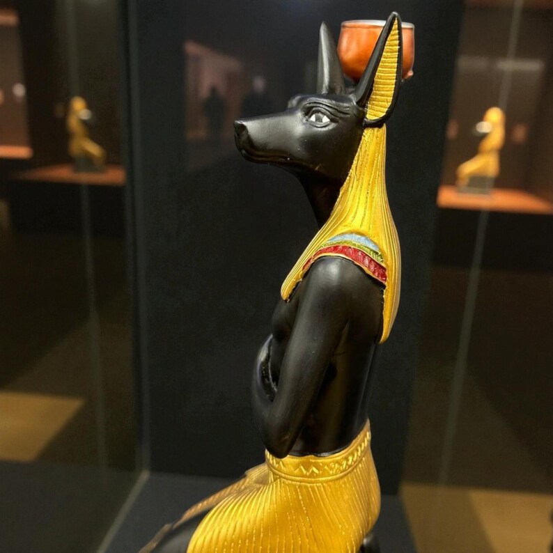 Egyptian God Anubis Candle Holder Statue Guardian of the Afterlife Rare ...