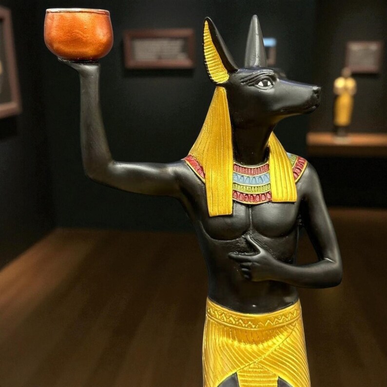 Egyptian God Anubis Candle Holder Statue Guardian of the Afterlife Rare ...