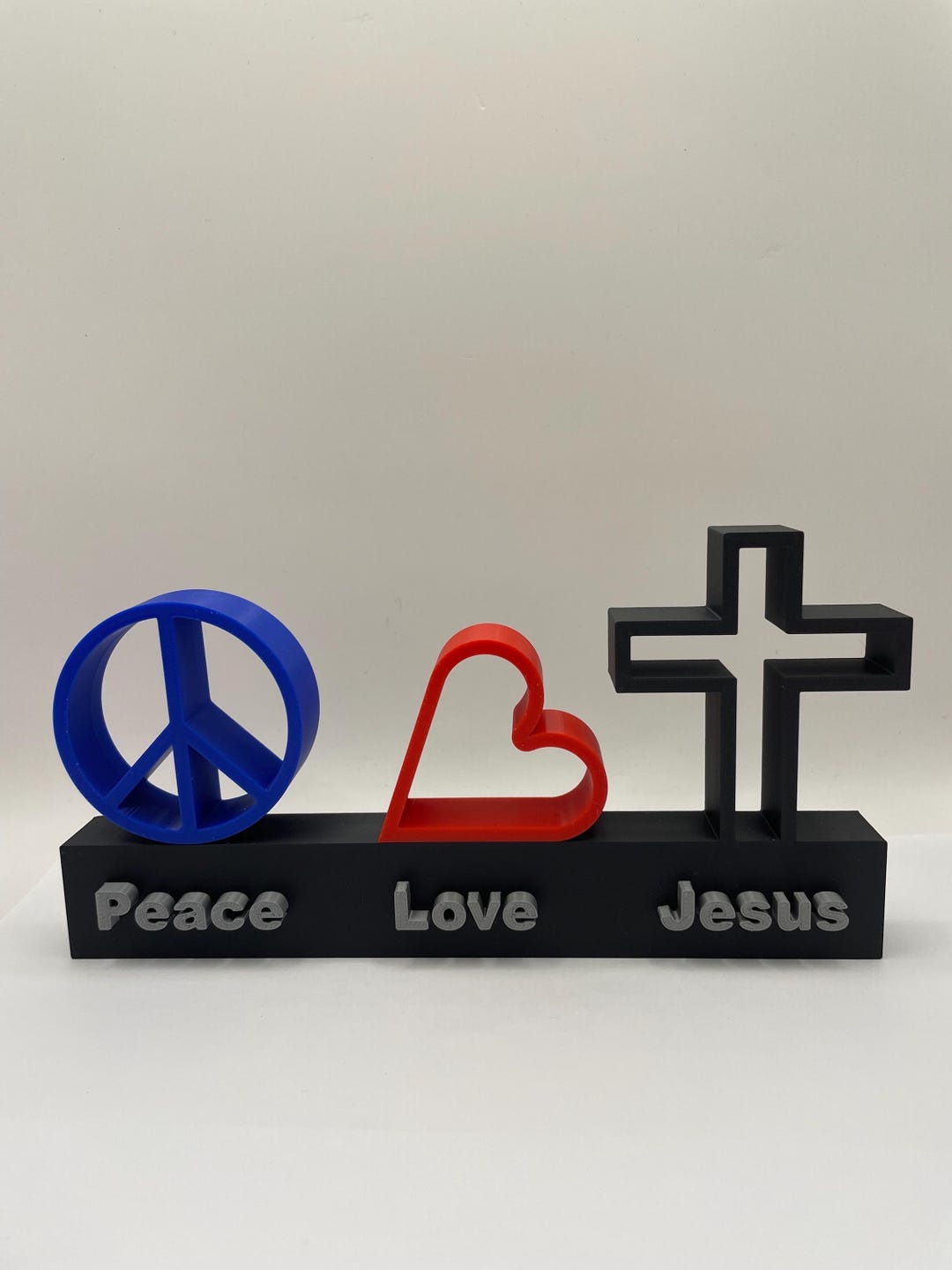 Peace Love Jesus Sign - 3D Printed Christian Decor, Faith-based Wall ...