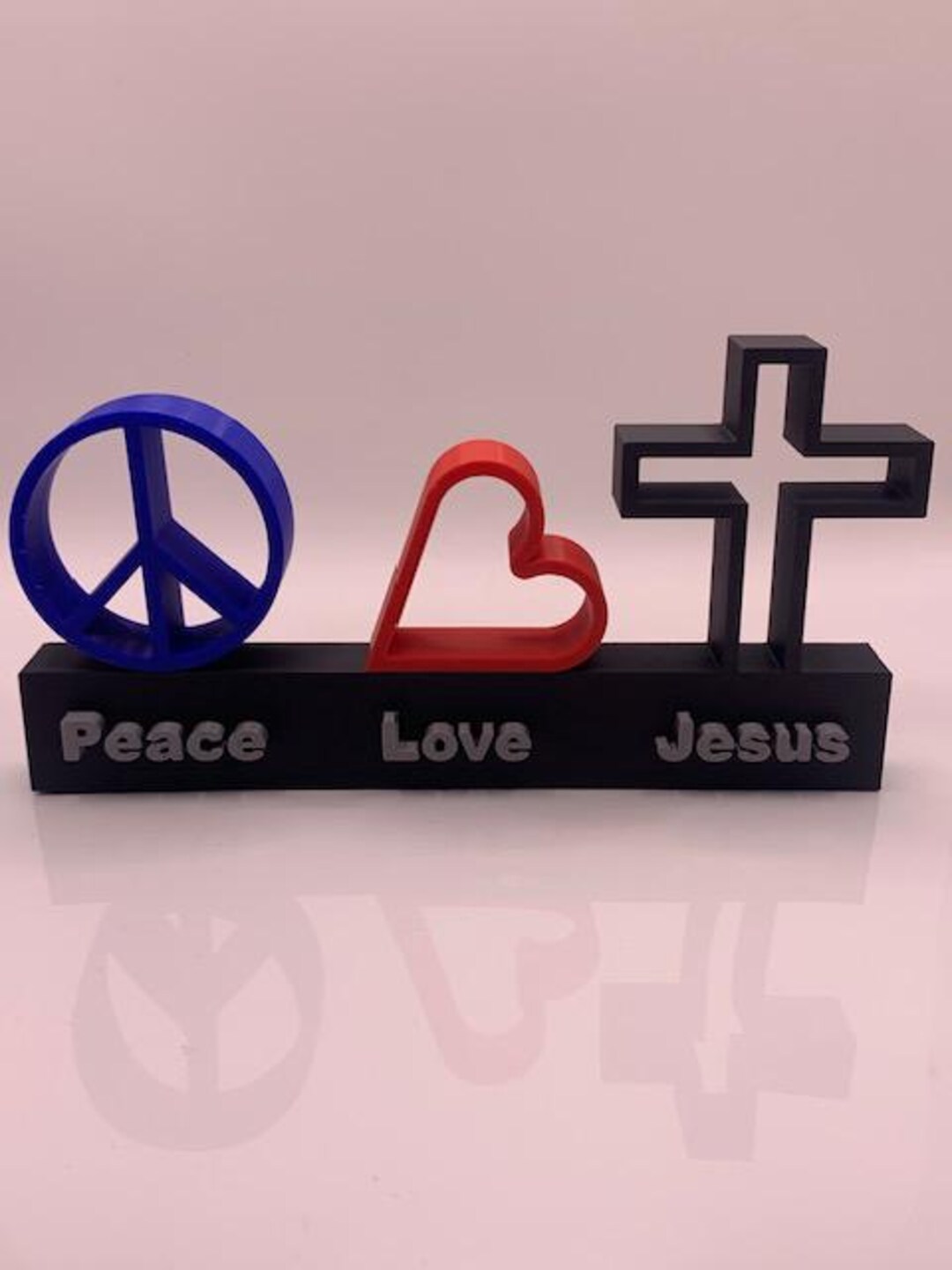 Peace Love Jesus Sign - 3D Printed Christian Decor, Faith-based Wall ...