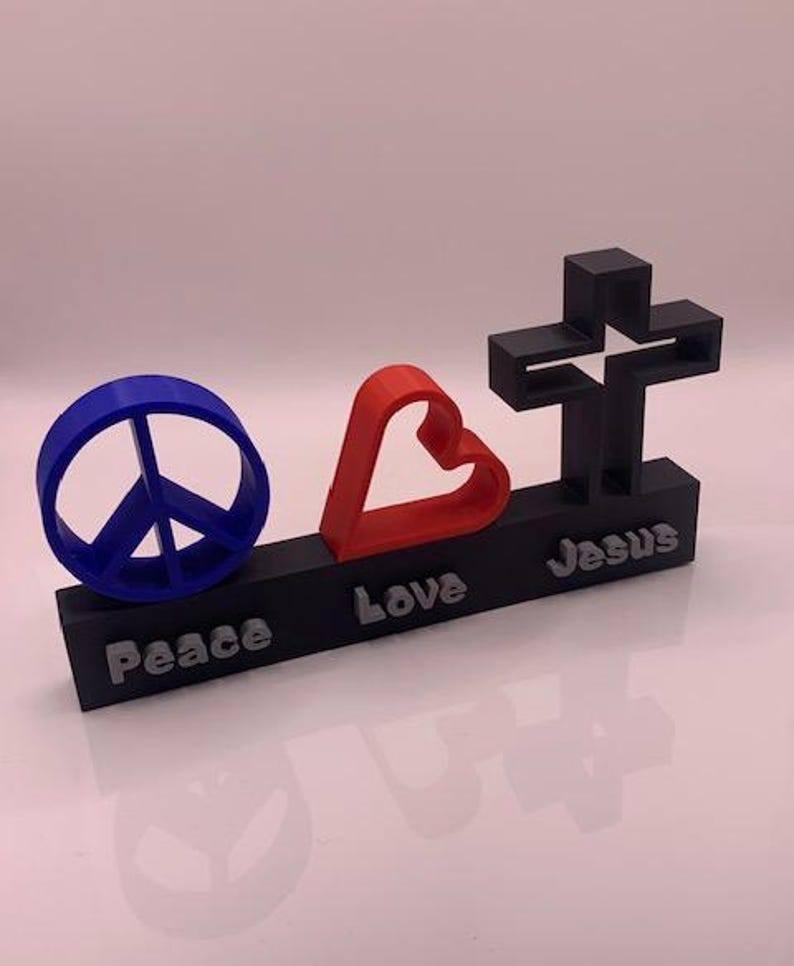 Peace Love Jesus Sign - 3D Printed Christian Decor, Faith-based Wall ...