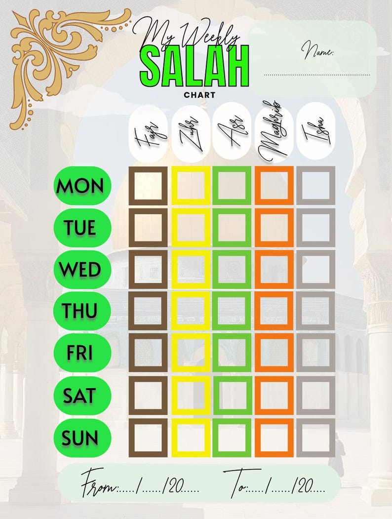 5 Useful Salah Trackers for Kids Daily & Weekly Islamic Prayer Chart ...