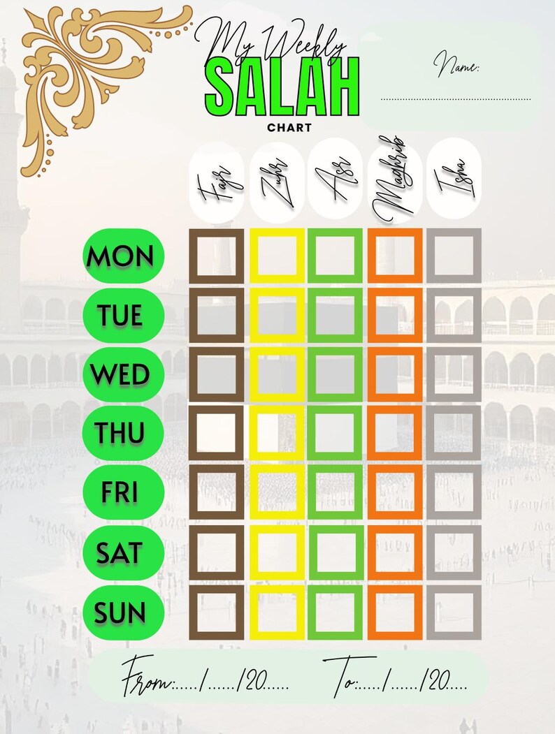 5 Useful Salah Trackers for Kids Daily & Weekly Islamic Prayer Chart ...