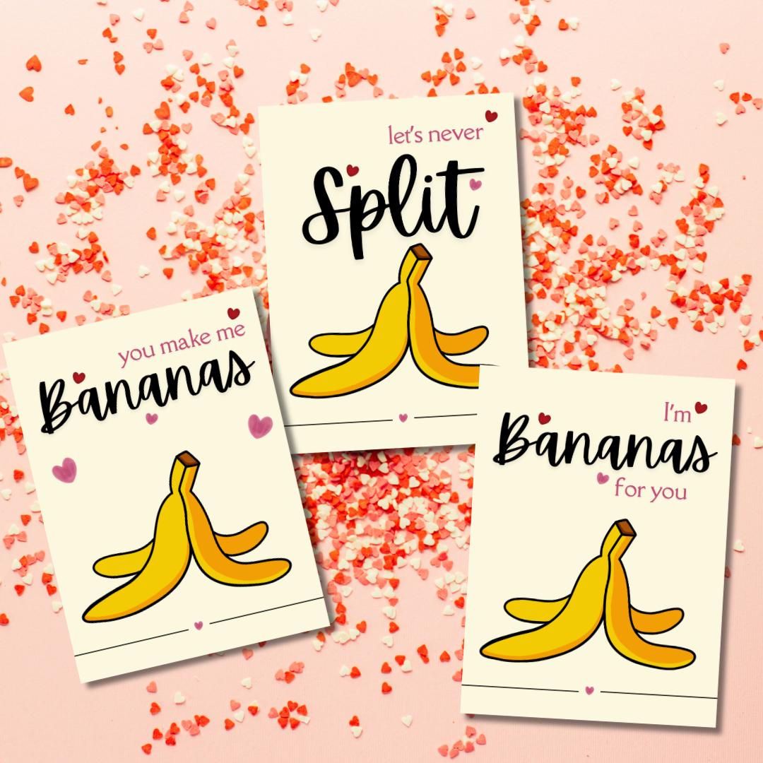 Banana Valentines Cards for Kids, Cute Printable Preschool Valentines ...
