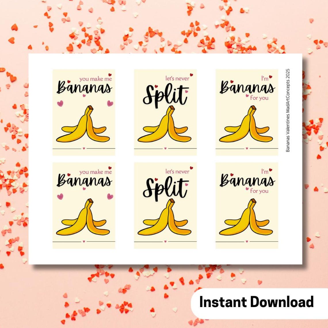 Banana Valentines Cards for Kids, Cute Printable Preschool Valentines ...