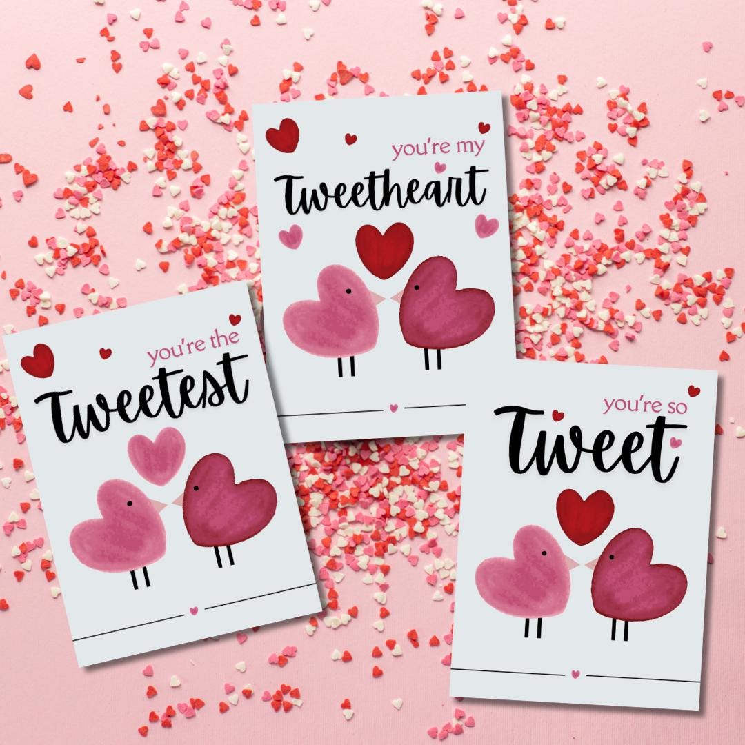 Tweetheart Valentines Cards for Kids, Cute Printable Preschool ...