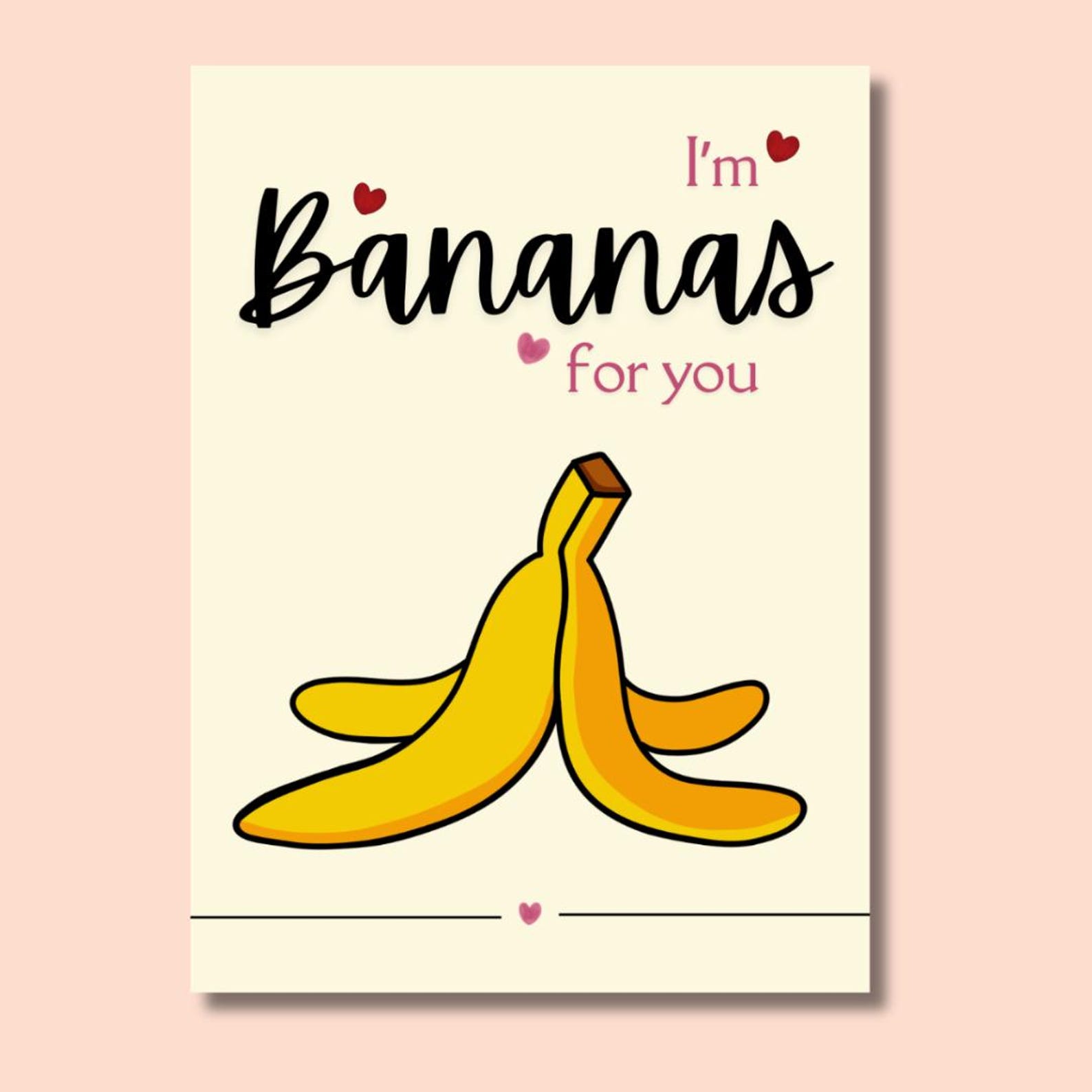 Banana Valentines Cards for Kids, Cute Printable Preschool Valentines ...