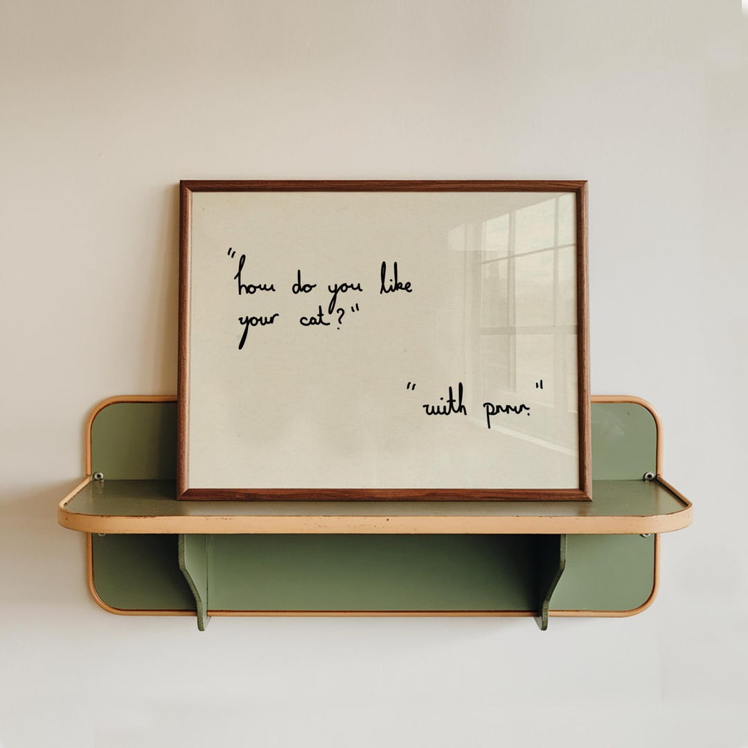 Funny Cat Quote Print, Minimalist Hand-drawn Typography (digital ...
