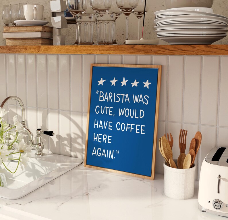Barista Hand-drawn Quote Poster, Coffee Station Decor, Kitchen Wall Art ...