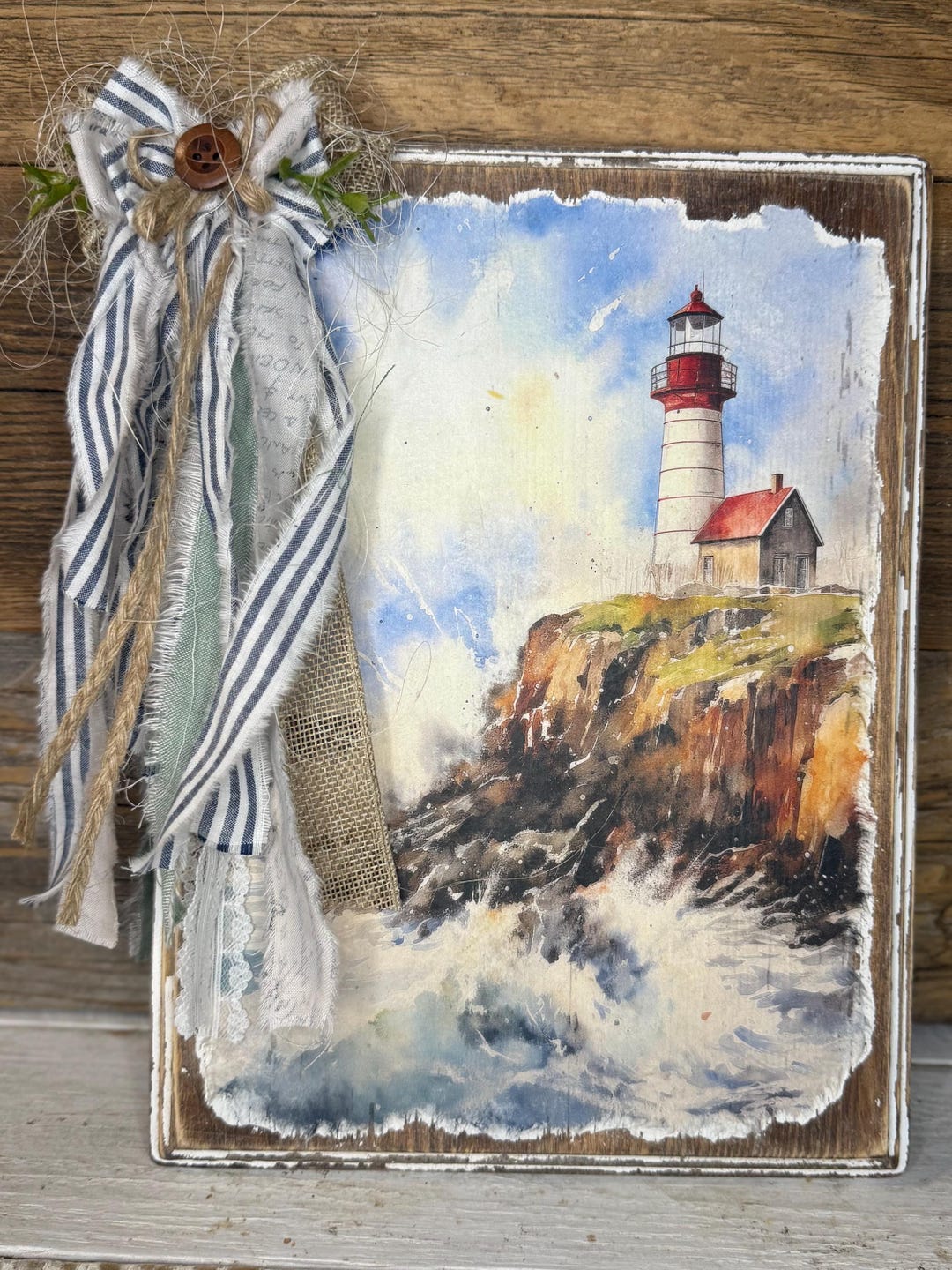 Rustic Farmhouse Lighthouse Wall Hanging: Distressed Handmade Decor - Etsy