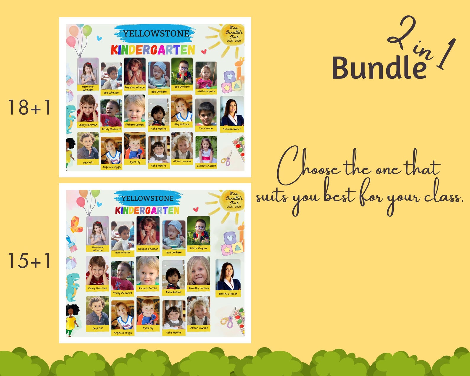 Editable School Class Photo Template in Canva, Colorful Template,24 ...