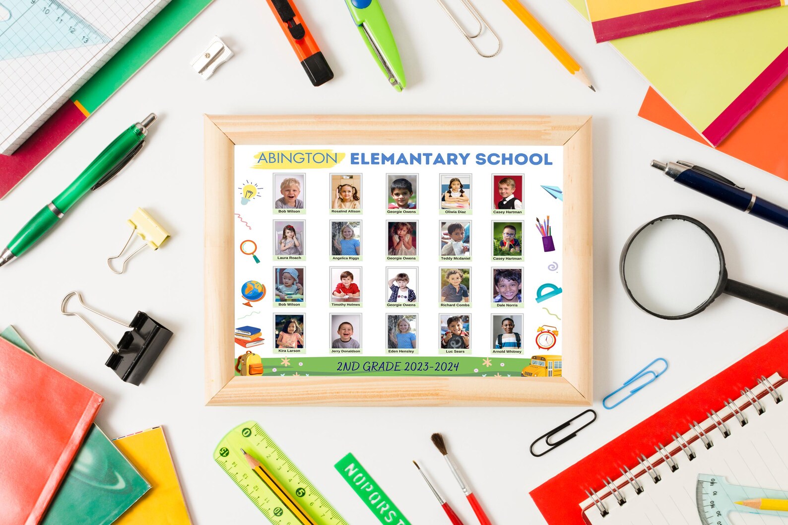 Editable School Class Photo Template in Canva, Colorful Template,16 20 ...