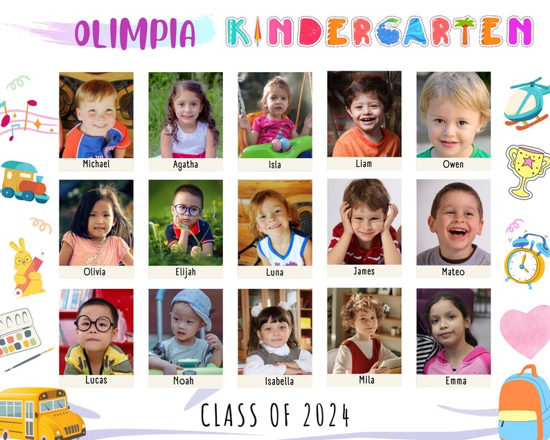 Editable Kindergarten Preschool Canva, Class Photo Template in Canva ...