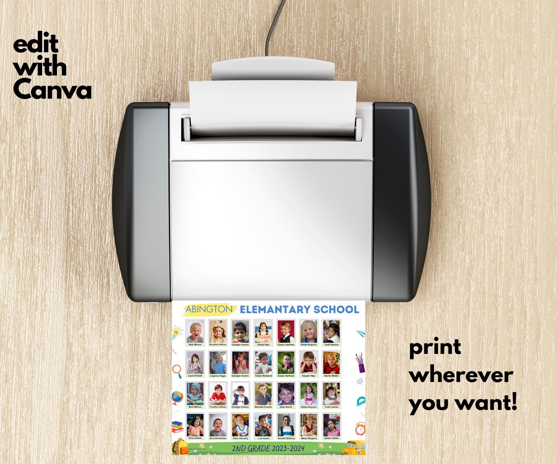 Editable School Class Photo Template in Canva, Colorful Template,16 20 ...