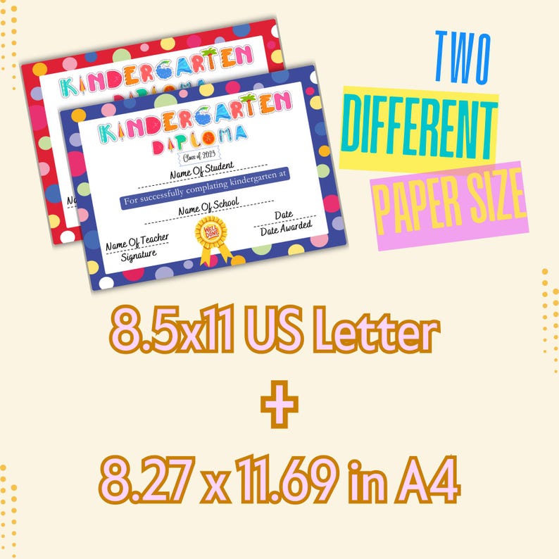 Editable Kindergarten Graduation Diploma Template | US Letter & A4 ...