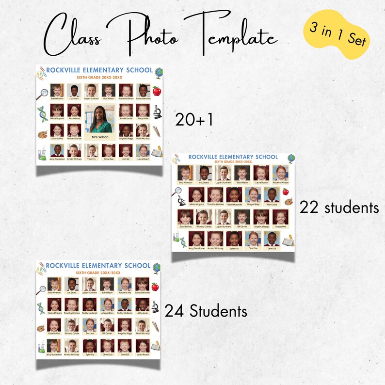 Editable School Class Photo Template in Canva, Colorful Template,20 22 ...